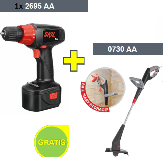 Akumulatorska bušilica Skil 2695 AA + Električni trimer za travu Skil ...