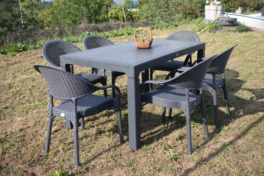 Bastenski set Bambu 6 stolice i sto 150x90 Antracit | Baštenske garniture