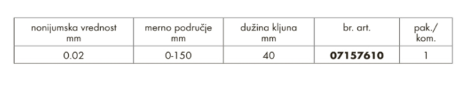Pomično kljunasto merilo sa satnom skalom 0-150mm Wurth | Merni ...