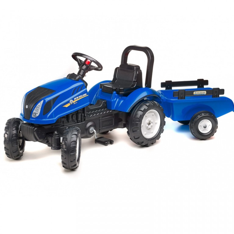 Traktor na pedale Falk New Holland sa prikolicom - plavi | Dečiji ...
