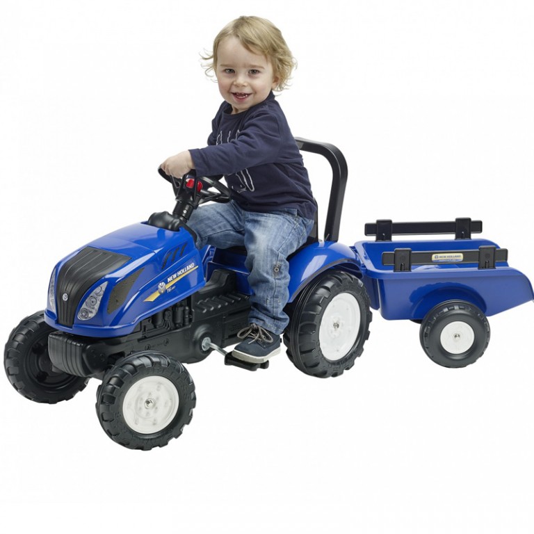Traktor na pedale Falk New Holland sa prikolicom - plavi | Dečiji ...