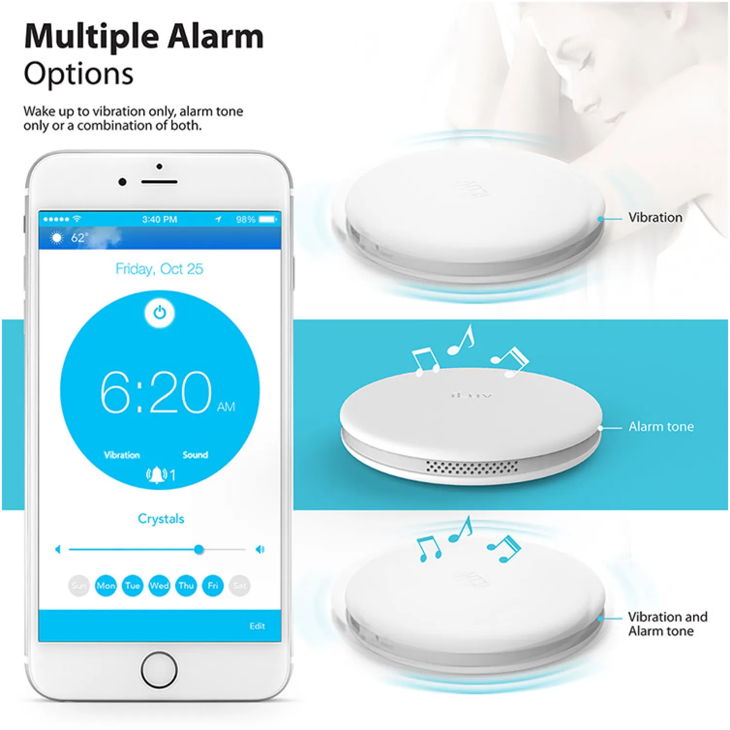 Bežični Smart budilnik iLuv Bluetooth Smart Alarm Shaker White | Olimp ...
